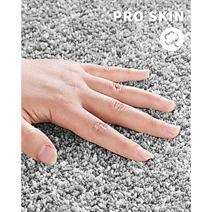 Yimobra Bathroom Rugs Mat, Extra Soft Comfortable Bath Rugs, Non-Slip, Water Absorbent and Thick Bathroom Floor Mats, Machine Washine, Shaggy Rugs for Shower Bathtubs, 24" x 17", Grey&White