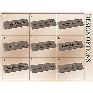 Office Desk Name Plate Personalized. Custom Name Plates for Office Desks. Gift For Coworkers, Teachers, Graduates. Engraved Leatherette Desk Wedge(Dark Brown)