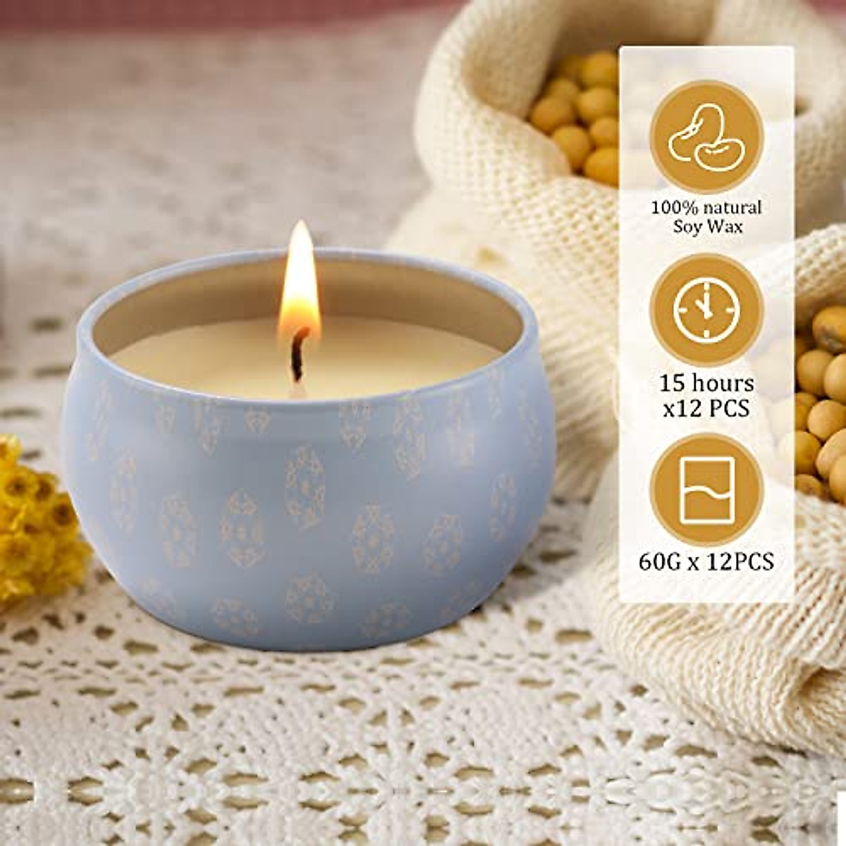 12 Constellations Scented Candles Gift Set 2.5oz Aromatherapy Candles Strong Fragrance Portable Travel Tin Jar Candles Gifts for Home Scented Decoration Birthday Valentine'sDay