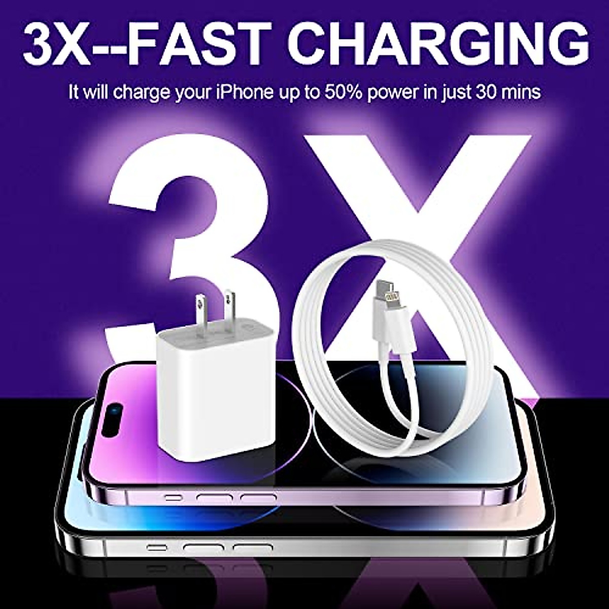 [Apple MFi Certified] iPhone Fast Charger, 2Pack 20W PD Type C Wall Charger Block with 6FT USB-C to Lightning Cables Compatible with iPhone 14/13/ 12/11/ XS/XR/X/ 8 Plus/iPad