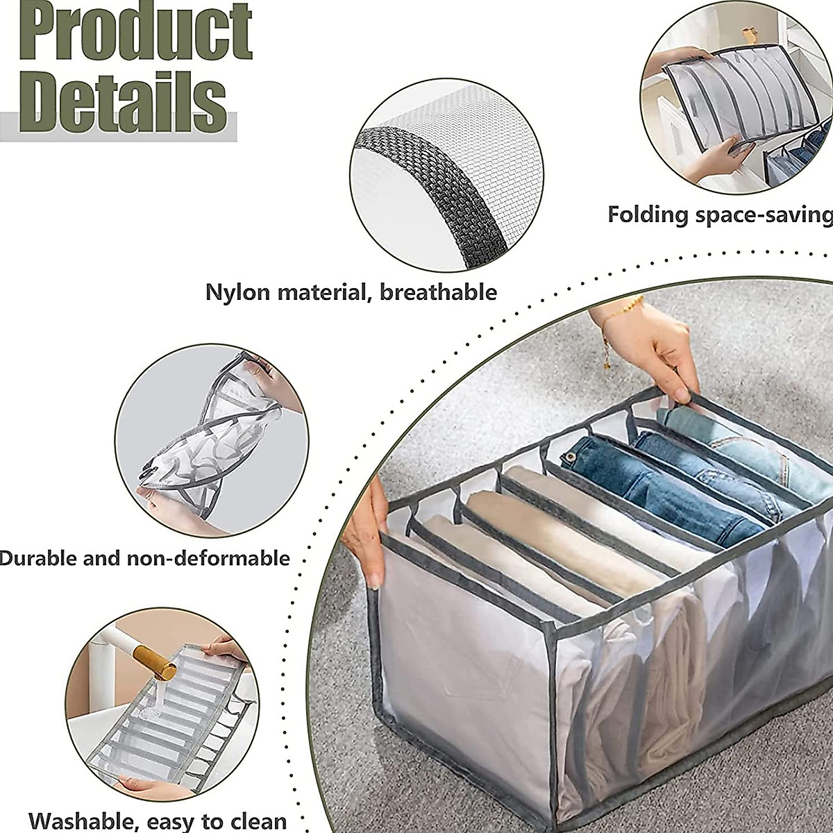 Wardrobe Clothes Organizer,Washable Clothes Organizer for Folded Clothes, Mesh Clothes Storage Organizer for Leggings, Skirts, T-shirts, Jeans, Scarves(9 grids for T-shirt)