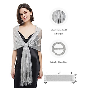 MissShorthair Sparkly Shawls and Wraps for Evening Dresses,Shawl Wraps for Women Wedding Party with Buckle