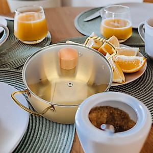 YARDWE 1 Set Ramen Pot Double Handle Milk Pot Instant Cooker Butter Melting Pot Hot Pot Korean Ramen Soup Pot with Lid Noodle Cooking Pot Stainless Steel Outdoor Casserole