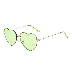 Przene Green Heart Sunglasses For Women Metal Frame Fashion Lovely Sunglasses 100% UV Protection. (Standard, Green)