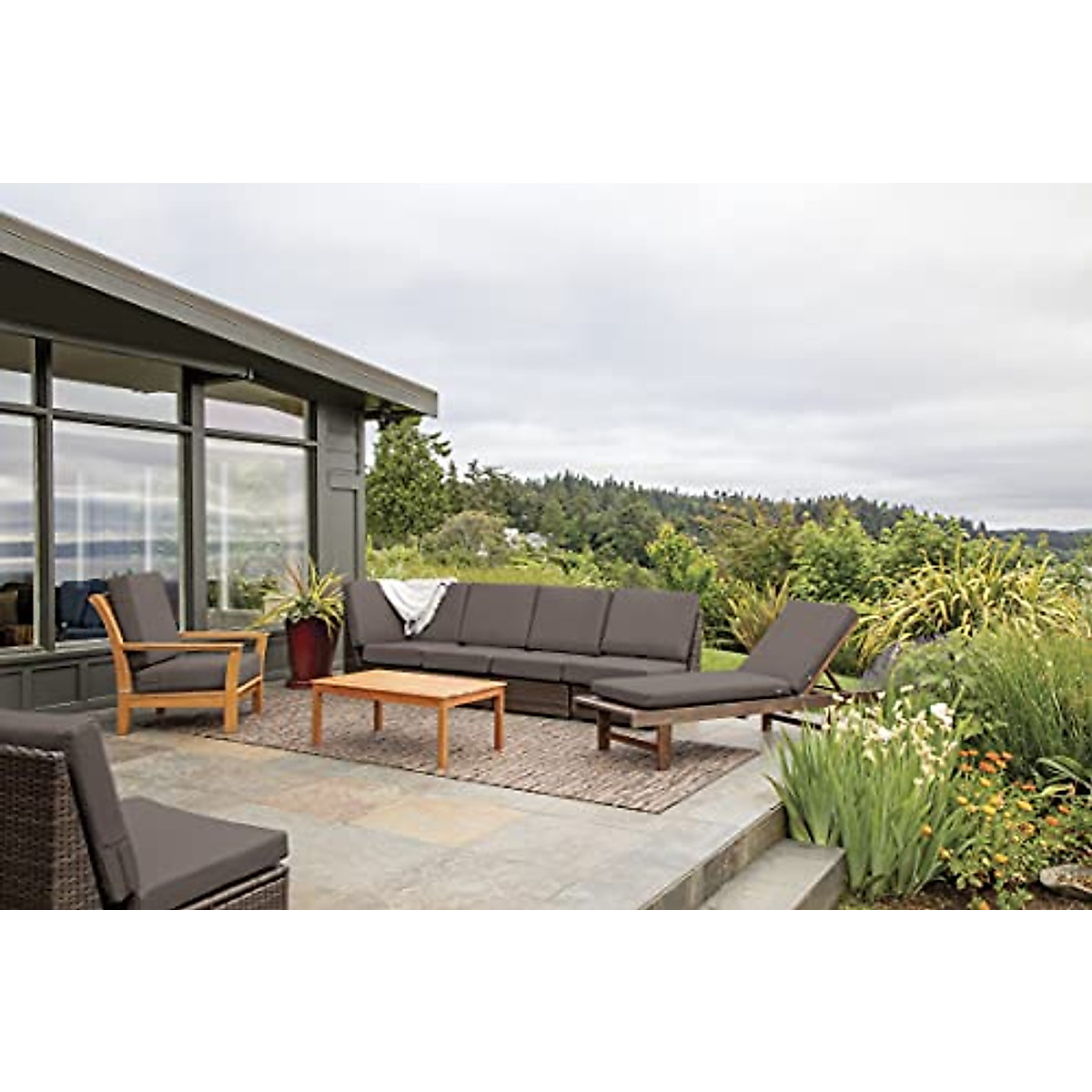 Classic Accessories Ravenna Water-Resistant 21 x 20 x 4 Inch Outdoor Back Cushion Slip Cover, Patio Furniture Cushion Cover, Dark Taupe, Patio Furniture Cushion Covers