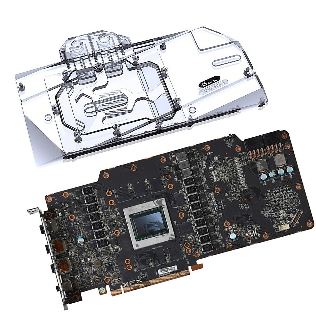 Bykski Copper GPU Water Cooling Block GPU Waterblock Graphics Card Water Cooling Block For XFX Radeon RX6900XT RX6800XT Speedster Merc 319 (5V ARGB RBW Aura Effect LED Lights GPU Block With Backplate)