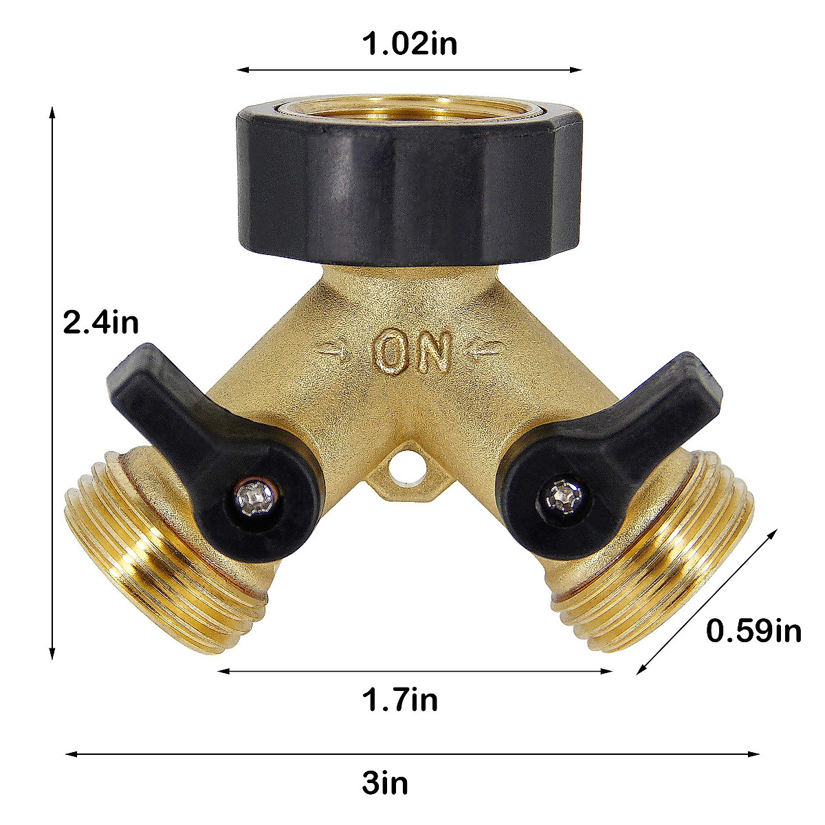 Lifynste 2 Way Brass Hose Splitter, 3/4" Brass Hose Connectors, Y Connector Garden Hose Adapter Connector, 1 Pack