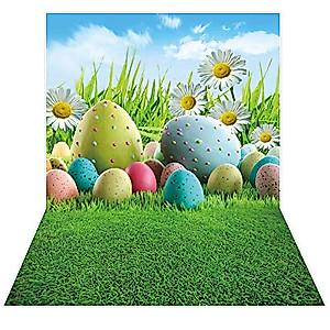 Allenjoy 5x7ft Spring Easter Backdrop Sunny Day Meadow Flowers Colorful Eggs Photography Background for Kids Children Newborn Baby Shower Birthday Party Decor Banner Portrait Photo Studio Booth Props