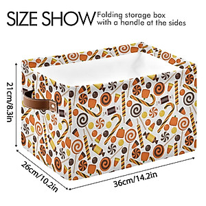 Halloween Colorful Candies Storage Basket Bins Foldable Laundry Hamper Toy Storage Bins Box Organizer for Pet Books Clothes Makeup Nursery Closet Office,1 pcs