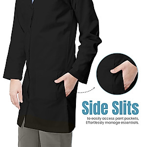 NY Threads Professional Lab Coat for Men Poly Cotton Long Sleeve Medical Coat, X-Small, Black