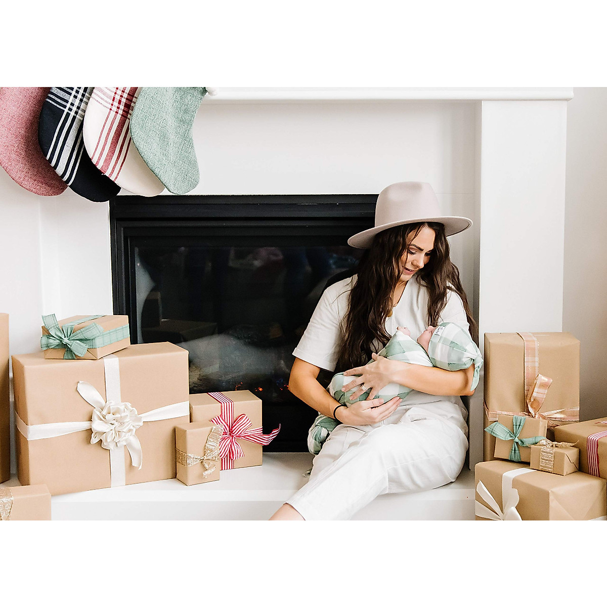 Large Premium Knit Baby Swaddle Receiving Blanket "Pine" by Copper Pearl