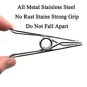 HAHIYO Clothespins Chip Clips All Metal Stainless Steel No Rust Stains Strong Grip in Heavy Wind 3.4 Inches 14 Pack Extra Large Do Not Fall Apart Open Wide for Holding Clothes Snack Bag Clamps