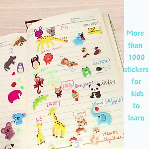 IMNEXT2U 3D Puffy Stickers for Kids Resuable Sticker for Toddler, Boys, Girls 4 Sheets - Mother Child Animals, Dogs, Cats, Elephant, Giraffe, Monkey, Sheep, Panda, Koala, Rabbit (Zoo)