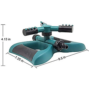 Blisstime Water Sprinkler for Lawn, Automatic Lawn Sprinkler for Yard Large Area, 360° Rotating Adjustable Garden Sprinkler Lawn Irrigation System Leak Free Design 3 Arm Sprayer, Easy Hose Connection