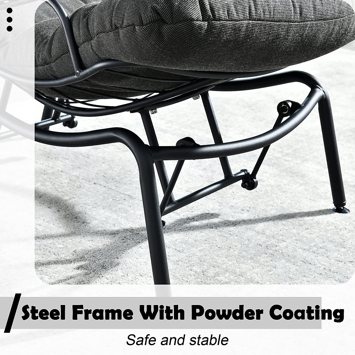 HOOOWOOO Outdoor Glider Chair with Ottoman Patio Glider Set Glider Outdoor Chair Patio Glider Chair with Glider Ottoman Outdoor Glider Rocking Chair Set Outdoor Patio Furniture Glider Rocker,Black