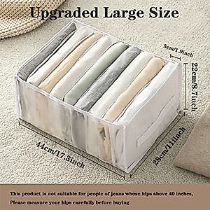 2 Pack Wardrobe Clothes Organizer, 9 Compartment Large Clothes Drawer Organizer Closet Divider with Handle, Widen Thicken Washable Foldable Clothes Storage Box for Jeans Pants Leggings Folded Clothes