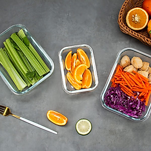 FAWLES 12 Pack Glass Storage Containers with Lids, Leak-Proof Meal Prep Containers, Dishwasher/Microwave/Oven/Freezer Safe Glass Food Storage Containers for Leftovers, to Go