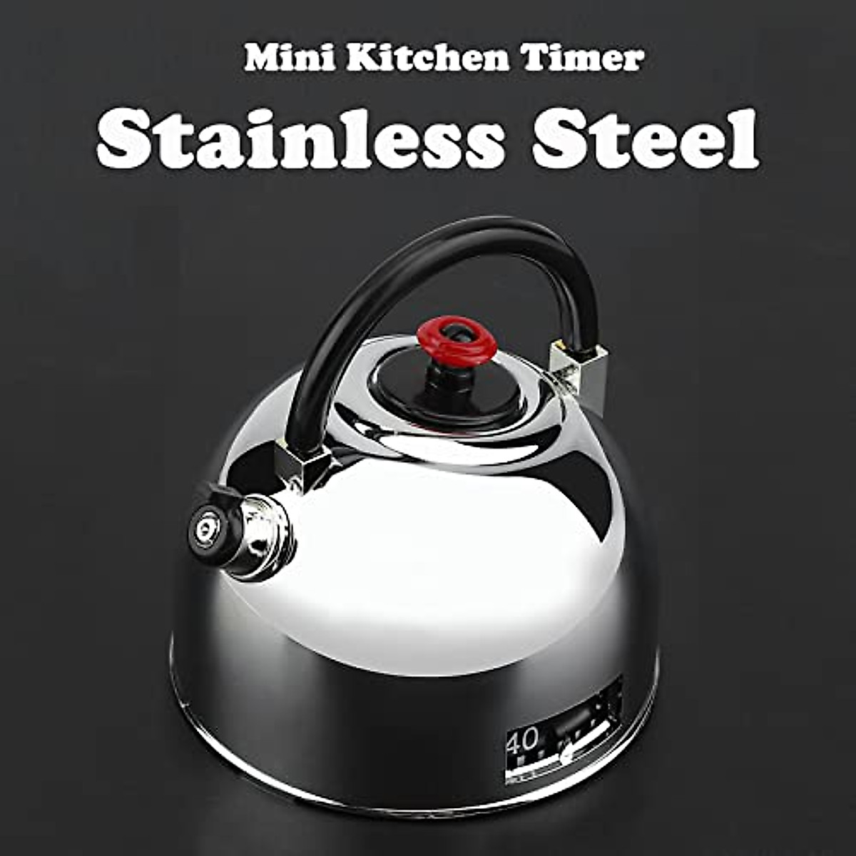 Eboxer 60 Minute Mechanical Kitchen Timer, Teapot Shaped Cooking Timer Clock, Stainless Steel Wind Up Dial Rotating Countdown Egg Timer, Sets from 0 to 60 Minutes