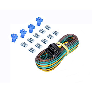 MaxxHaul 4-Pin Flat Trailer Wiring Harness Kit 25' Male and 4' Female [18 Gauge Color Coded Wires] for Utility & Boat Trailer Wire Kits Blue