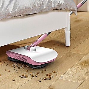 Naisicore Hand Push Sweeper, 3 in 1 Manual Mop Vacuum Cleaner, Sweeping Mop Crumb Sweeper, Home Cleaning Tool for Sweeping Mopping Hardwood Surfaces,Wood Floors (Pink)