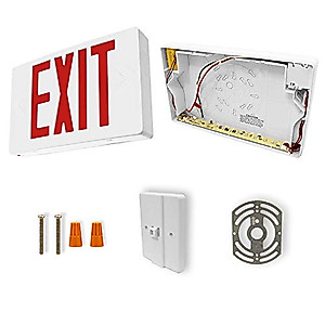 LFI Lights | Red Exit Sign | All LED | White Thermoplastic Housing | Hardwired with Battery Backup | Optional Double Face and Knock Out Arrows | UL Listed | Contractor Standard | (1 Pack) | LED-R