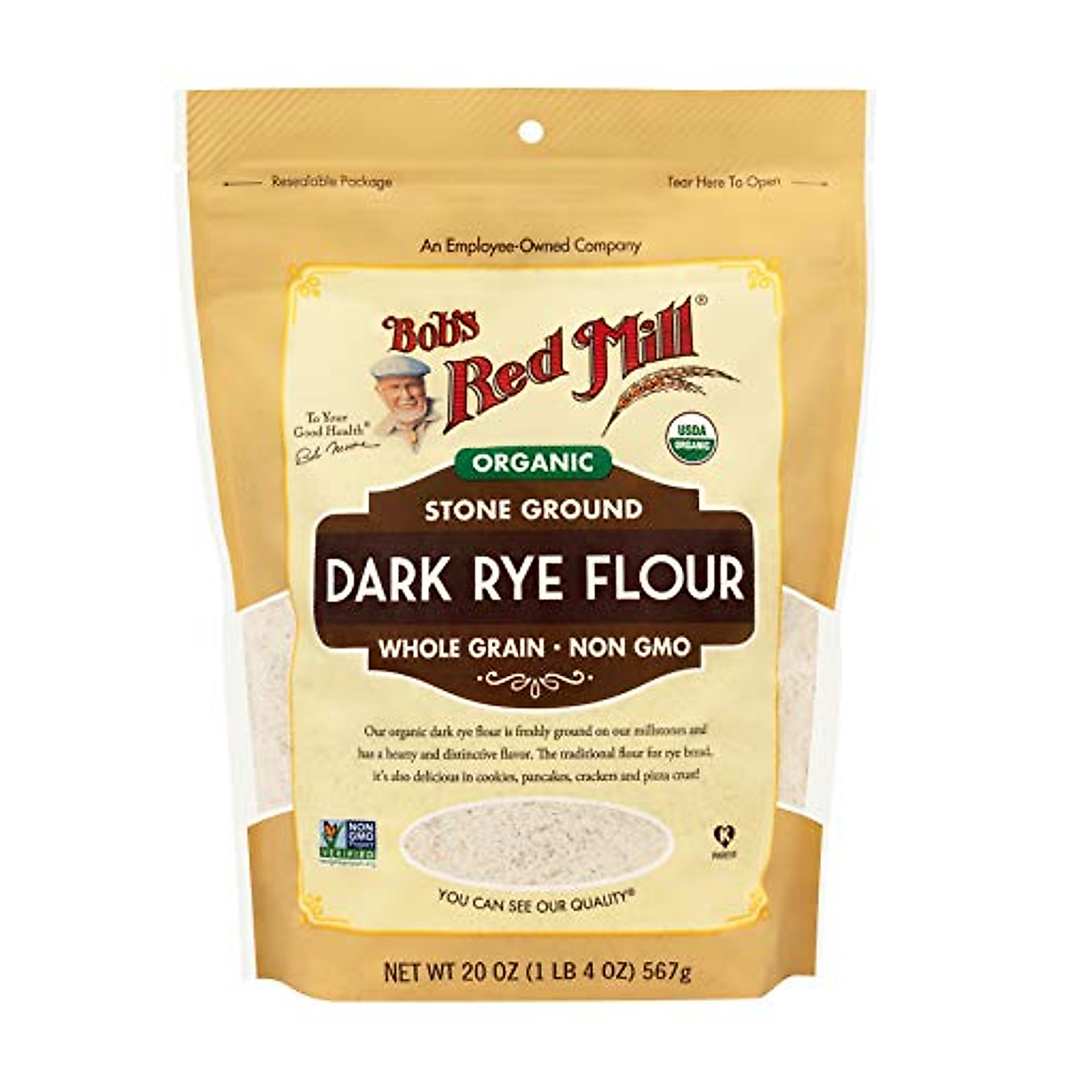 Bob's Red Mill Organic Dark Rye Flour, 20-ounce (Pack of 4)