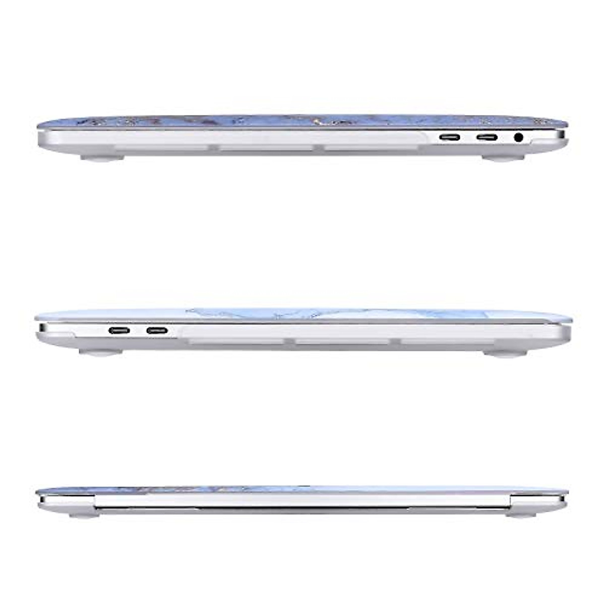 MOSISO Compatible with MacBook Pro 13 inch Case M2 2023, 2022, 2021-2016 A2338 M1 A2251 A2289 A2159 A1989 A1708 A1706,Plastic Watercolor Marble Hard Case&Keyboard Skin&Screen Protector&Pouch, Blue