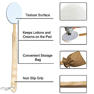 2PCS QUNCI Shower Brush Set - Double-Sided Brush Head for Wet or Dry Brushing, Bath Body Exfoliating Brush, Dry Skin Body Exfoliator&Lotion Applicator for Your Back