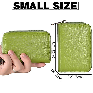 Easyoulife Genuine Leather Credit Card Holder Zipper Wallet With 26 Card Slots (Green)