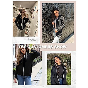 Dokotoo Women's Fall Solid Full Zip Up Black Hoodie Long Sleeve Oversized Hooded Ladies Sweatshirts Pockets Jacket Coat for Women Teen Girls 2023 Fashion Casual X-Large