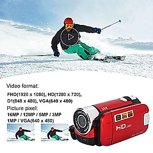 FOSA Camera Camcorder, Portable Digital Video Camcorder Handy Camera Full HD 270° Rotation 1080P 16X High Definition Digital Camcorder Video DV Camera Great Kids(Red)