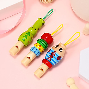 Kisangel 3pcs/Set Animal Wooden Whistles for Baby Kids Music Instrument Developmental Educational Toys for Kids Party Noisemakers Whistles Kids Birthday Goody Bag Fillers(Random Style)