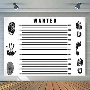 EMTOBT 7x5ft Detective Photography Backdrop Police Station Black Height Line Mugshot Suspect Fingerprint Clues Evidence Lead Register Mystical Party Background Photo Props BJDJEM0085