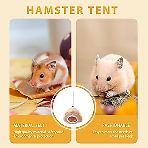 Lurrose Rats Hamster Winter Fleece Warm Hanging Cage Hammock Cute Bear House with Bed Mat Small Animal Cage Accessories for Small Furry Animals