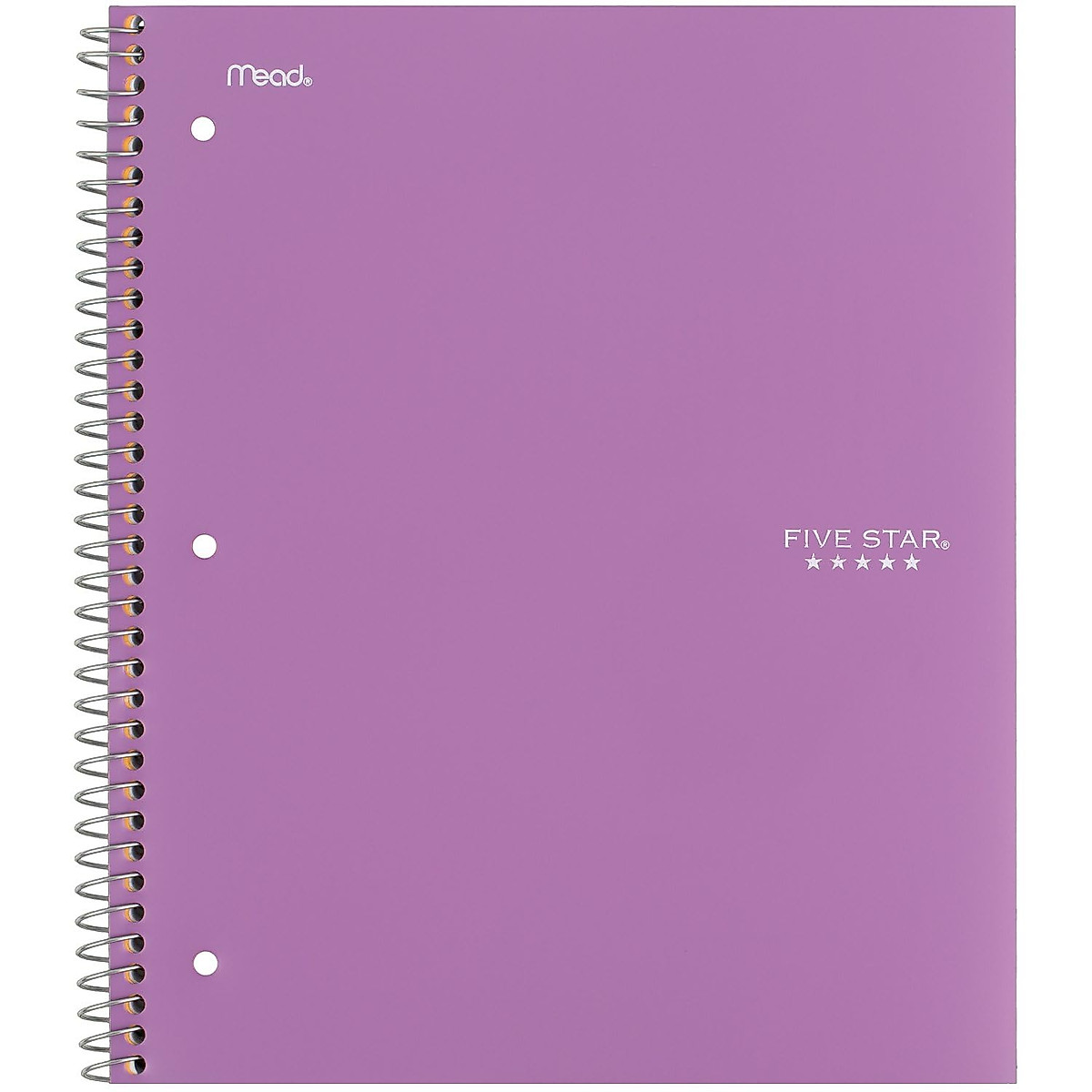 Five Star Spiral Notebook, 5-Subject, Wide Ruled Paper, 200 Sheets, 10-1/2" x 8", Color Will Vary (05206)