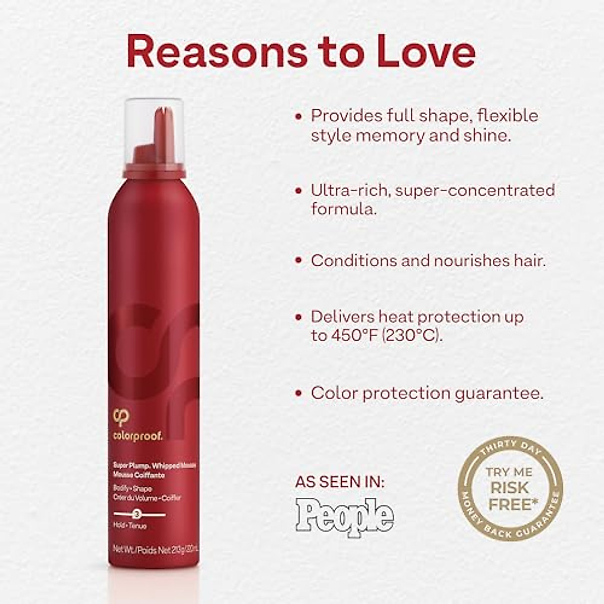 Colorproof Super Plump Whipped Bodifying Hair Mousse 7.5 Fl. Oz. Color-ProtectingMousse for Hair Volume, White Nectarine, Peony & Citrus Scent