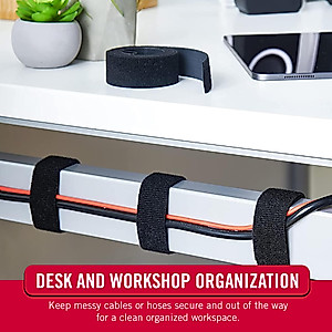 VELCRO Brand - ONE-WRAP Roll, Double-Sided, Self Gripping Multi-Purpose Hook and Loop Tape, Reusable, 12' x 3/4" Roll - Black