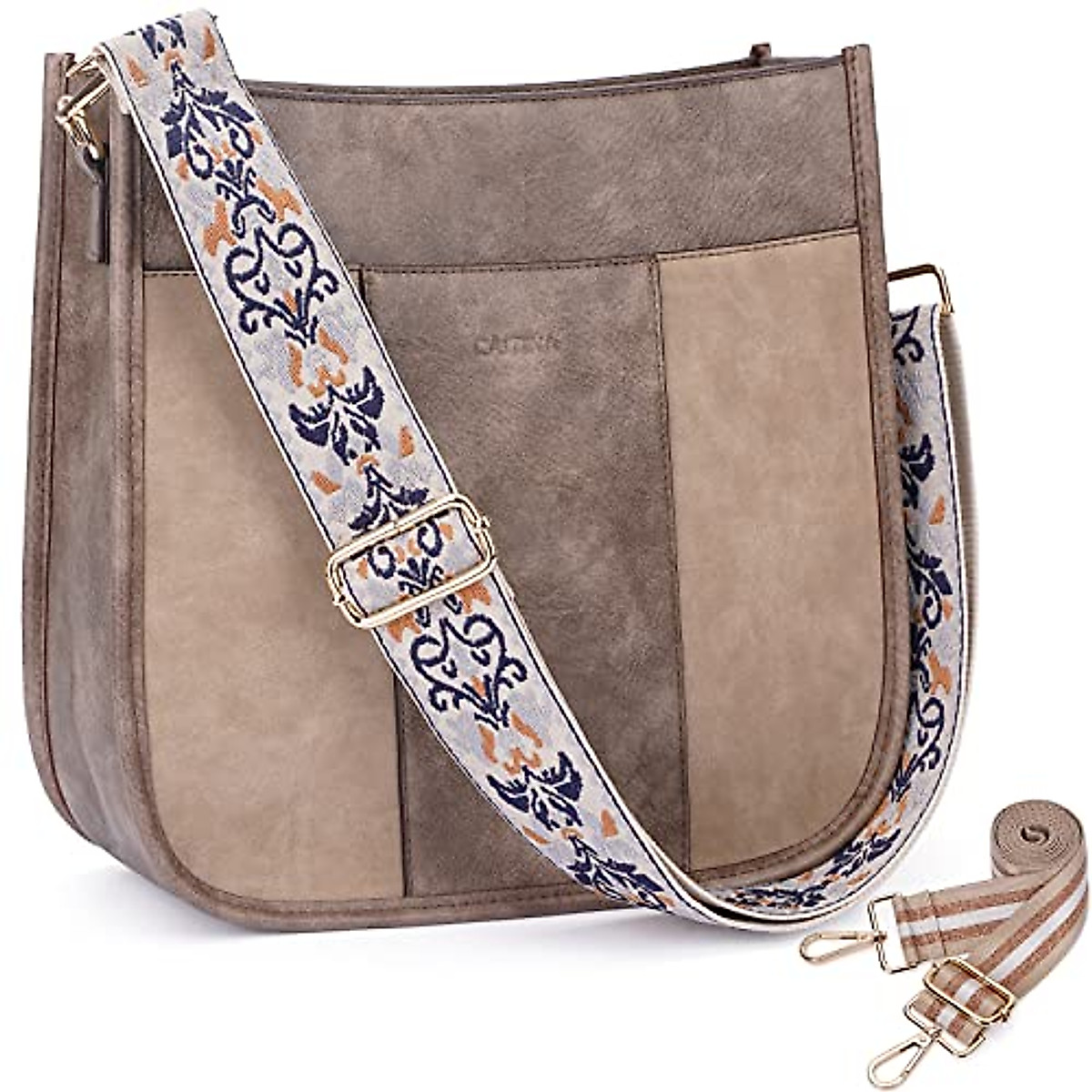 Caitina Crossbody Bag For Women,Vegan Leather Crossbody Hobo Handbag with 2 Adjustable Strap Zipped Pockets Shoulder Bags(Apricot)