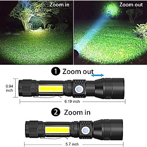 Karrong Rechargeable UV Flashlight(No Battery), 3 in 1 UV Black Light LED Tactical Flashlight, High Powered 2000 Lumens LED Light 7 Modes Waterproof for Pet Clothing Detection/Emergency/Camping