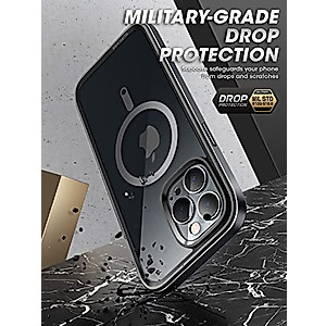 SUPCASE Unicorn Beetle EdgeMag Case for iPhone 14 Pro 6.1", Compatible with MagSafe Slim Frame Clear Protective Case with Built-in Screen Protector (Black)