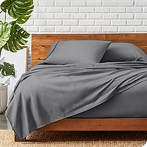 Bare Home Queen Sheet Set - Luxury 1800 Ultra-Soft Microfiber Queen Bed Sheets - Double Brushed - Deep Pockets - Easy Fit - 4 Piece Set - Bedding Sheets & Pillowcases (Queen, Grey)