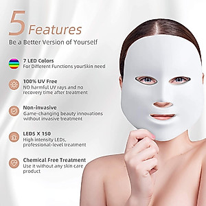 Houzzi LED-Face-Mask- Red & Blue Light Therapy Facial Skin Care Mask