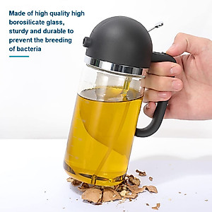 Oil Bottle Oil Sprayer for Cooking Olive Sprayer and Automatic Dispenser 2 in 1 500ML Mister for Kitchen BBQ Air Fryer Salad Baking (Black Fine Packaging)