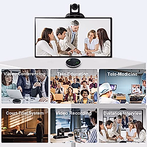 TONGVEO All-in-One Conference Room Video Camera System Bundle HD 1080P 60fps 3X Optical Zoom USB3.0 HDMI PTZ Camera and Bluetooth Conference Speakerphone with Microphones