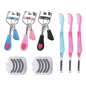 14 Pcs Eyelash Curler Set, 3 in 1 Eyelash Curler with Built in Comb, Include Eyelash Curler, Eyelash Comb Eyebrow Brush and Refill Pads, Eyelash Applicator Tool for Women (Size:14 Pcs/Set)