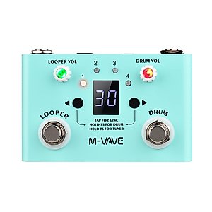 Btuty Effect Pedal Drum & Looper Effector Mini 2-in-1 Looper & Drum Machine Double Footswitch Looper Pedal Looper Guitar Pedal 30 Drums & 4 Loops High Tuner