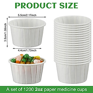 Maxcheck 1200 Pcs Paper Medicine Cups 2 oz Disposable Paper Cups Condiment Cups Small Paper Cups Souffle Cups Portion Cup for Medicine Pills Samples, Medication Distribution, Food, Dessert Serving