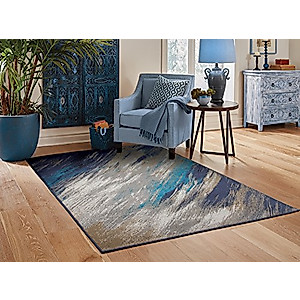 Modern Area Rugs for Living Room 8x10 Blue Gray Large Rugs for Dining Room 8x11 Clearance Under 100