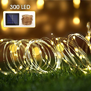 E-Universal Solar String Garden Lights, 300 LED 8 Modes Solar Lights, Fairy String Lights, Auto on/Off, IP44 Waterproof Lights for Patio, Garden, Home, Party, Tree, Wedding, Decoration Lighting