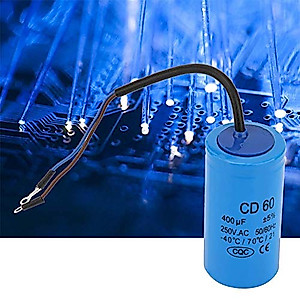 CD60 Run Capacitor with Wire Cable 250V AC 400uF 50/60Hz for Motor Start Motor Air Compressor